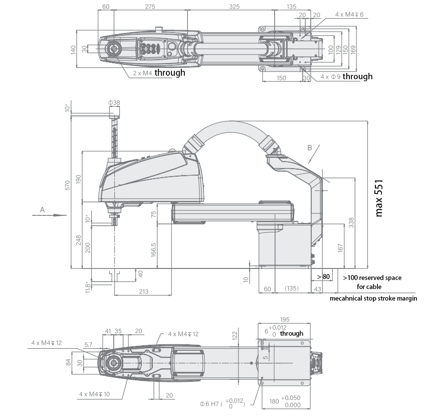 6kg Payload 600mm 4 Axis High Speed High Rigidity SCARA Robot EVS6-600P ...